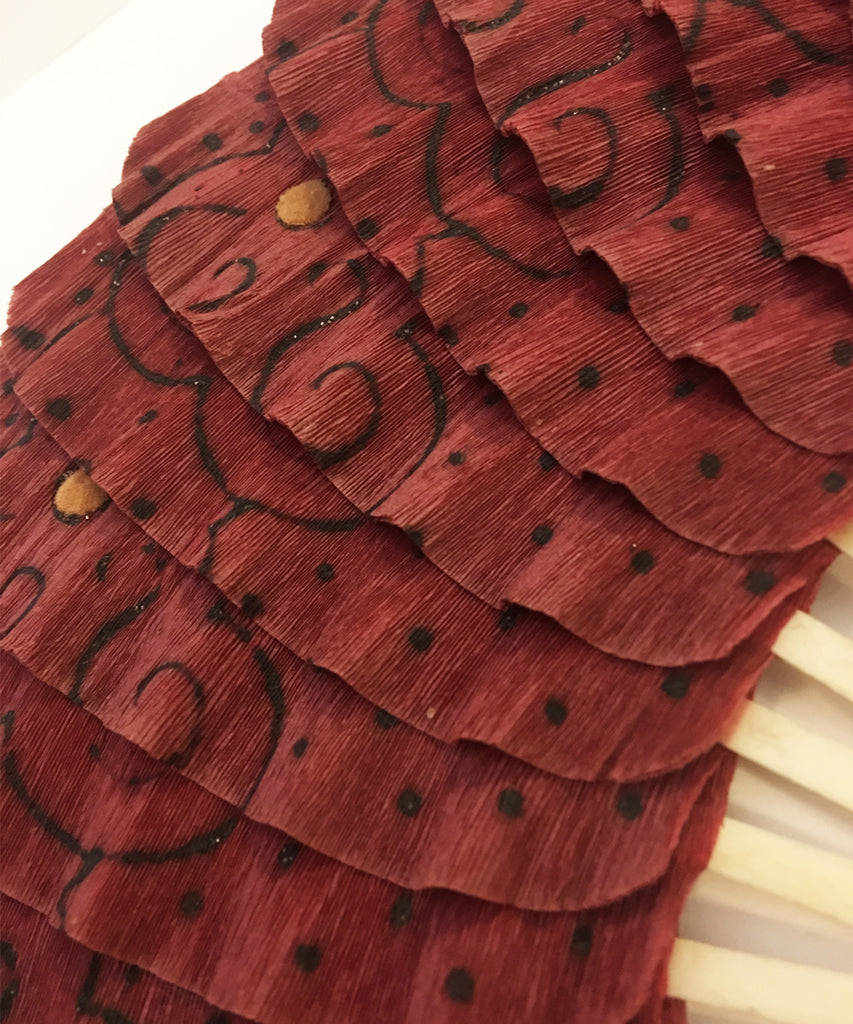 Burgundy Paper Delicate 1930s Vintage Hand Fan – Pinup in a Pack